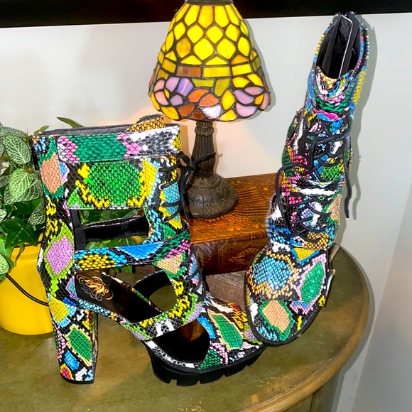 Shoes | Colorful Snake Pattern Boot | Poshmark